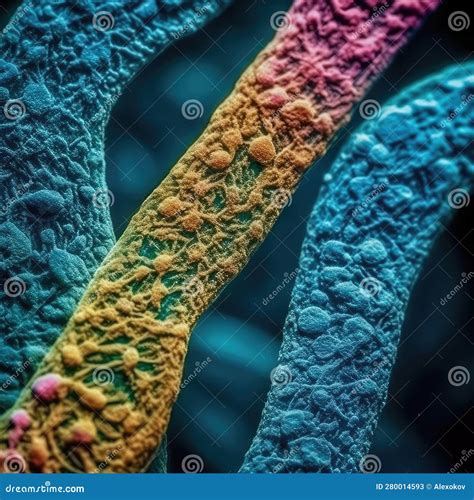 Vivid Telomeres A High Detailed Electron Microscope View For Scientific Research Royalty Free