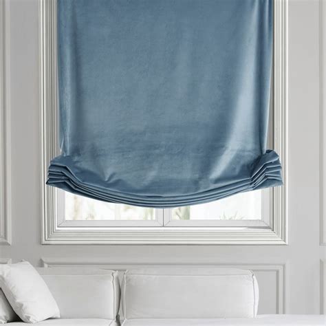 Denmark Blue Heritage Plush Velvet Roman Shade Custom Roller Shades