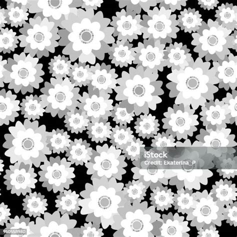 원활한 패턴 여름 봄 꽃 수레 국화 검은 배경에 팬 지 섬유 인쇄 웹 페이지 작성입니다 벡터 0명에 대한 스톡 벡터 아트 및 기타 이미지 Istock