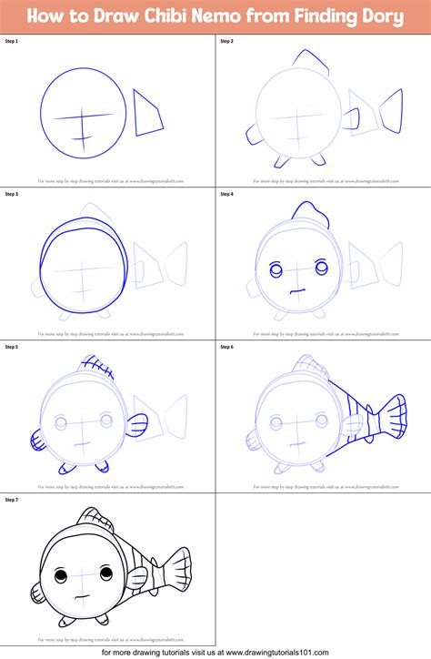 How To Draw Chibi Nemo From Finding Dory Chibi Characters Step By Step