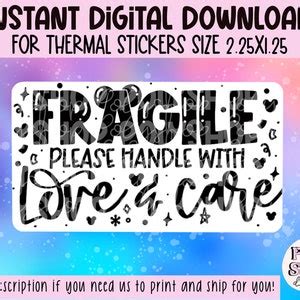 Fragile Handle With Love Care PNG Thermal Digital Download Etsy
