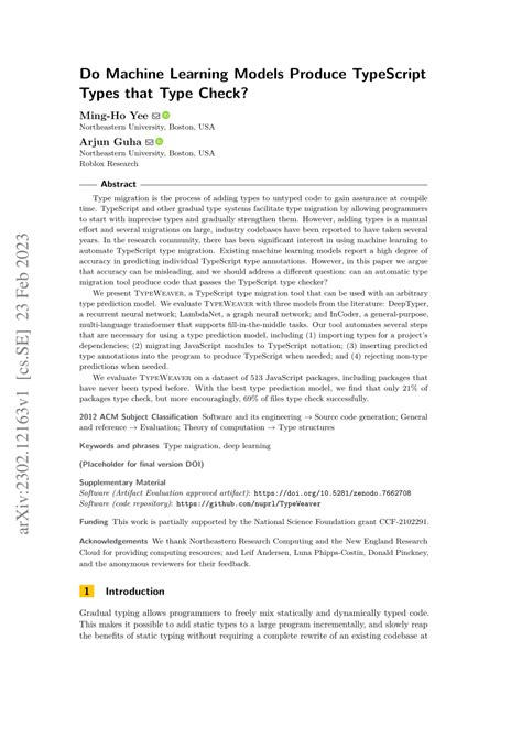 Pdf Do Machine Learning Models Produce Typescript Types That Type Check