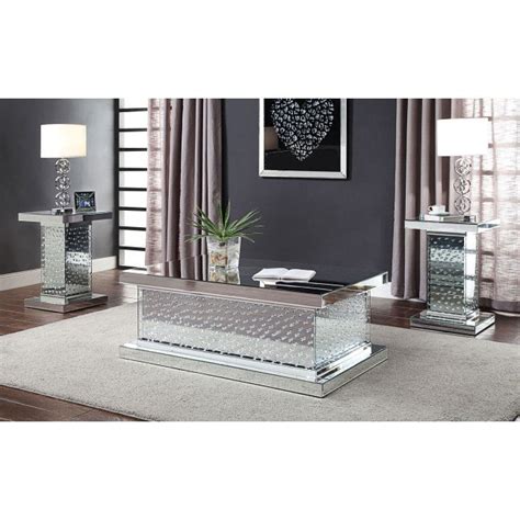 Nysa Mirrored Rectangular Occasional Table Set Acme Furniture