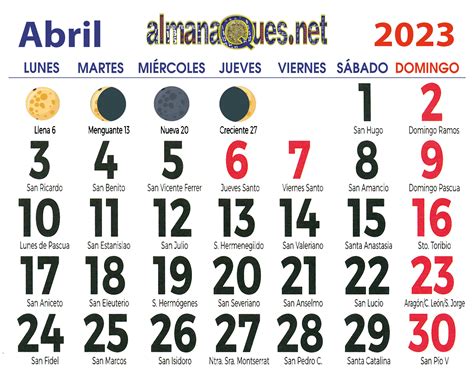 Calendario 2023 Con Santoral Y Lunas