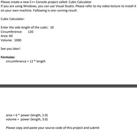 Solved Please Create A New C Console Project Called Cubic Chegg Com