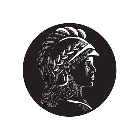 Minerva Head Side Profile Oval Woodcut 10925277 Vector Art At Vecteezy