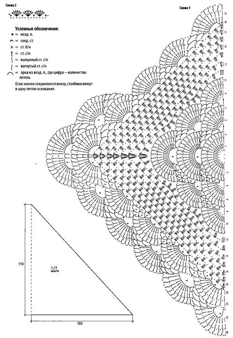 Схема вязания шали крючком