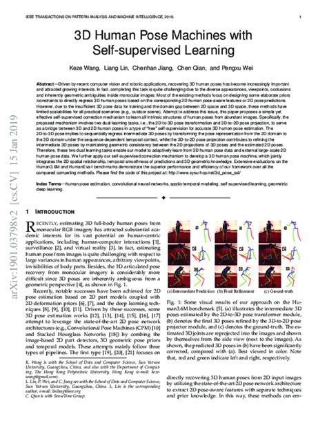 Pdf 3d Human Pose Machines With Self Supervised Learning