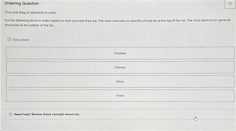 Solved Ordering Questionclick And Drag On Elements In