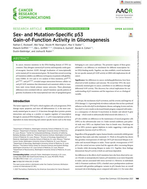 Pdf Sex And Mutation Specific P53 Gain Of Function Activity In