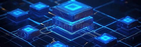 High Tech Blockchain Concept With Glowing Blue Layers And