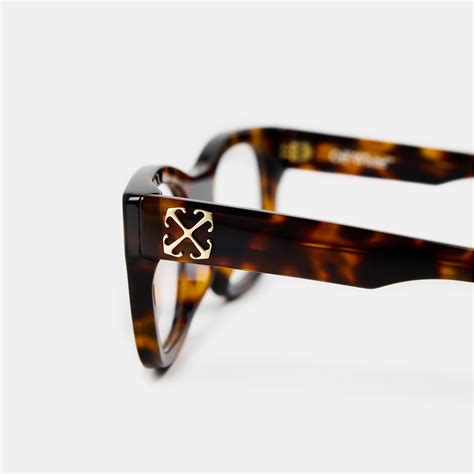 Off White Diagonal Stripe Reading Glasses Unisex Havana Flannels