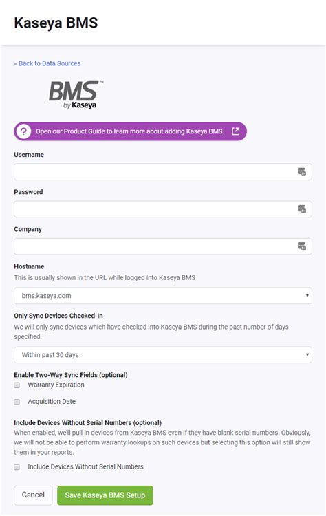 Kaseya Bms Integration Instructions Lifecycle Manager