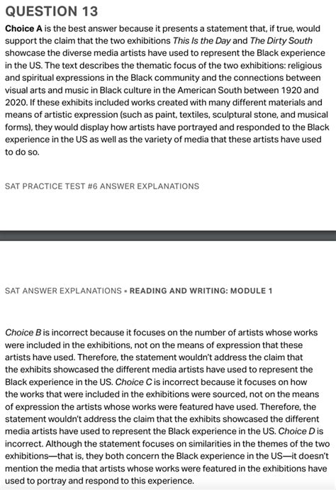 Official Explanation To Digital Sat Linear Nonadaptive Test 6 Readingwriting Module 1