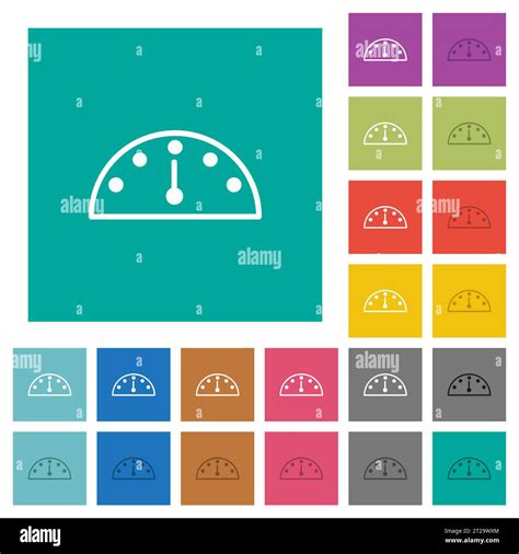 Speedometer Outline Multi Colored Flat Icons On Plain Square Backgrounds Included White And