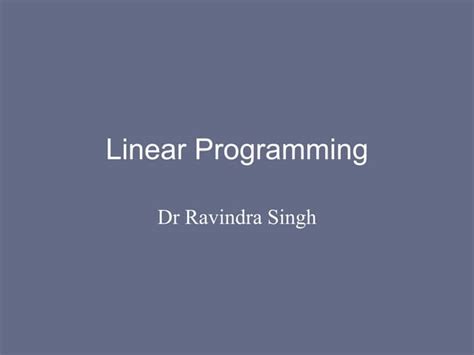 Linear Programming Pptx Technology And Computing