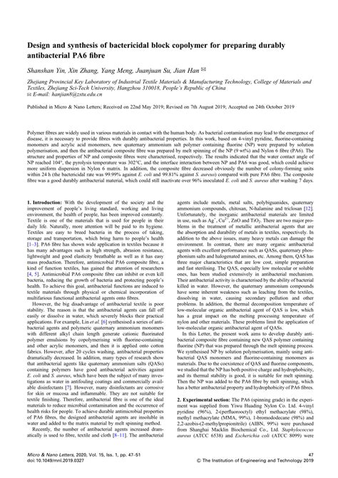 Design And Synthesis Of Bactericidal Block Copolymer For Preparing