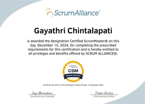Celebrating My New Certification On Csm Gayathri Chintalapati