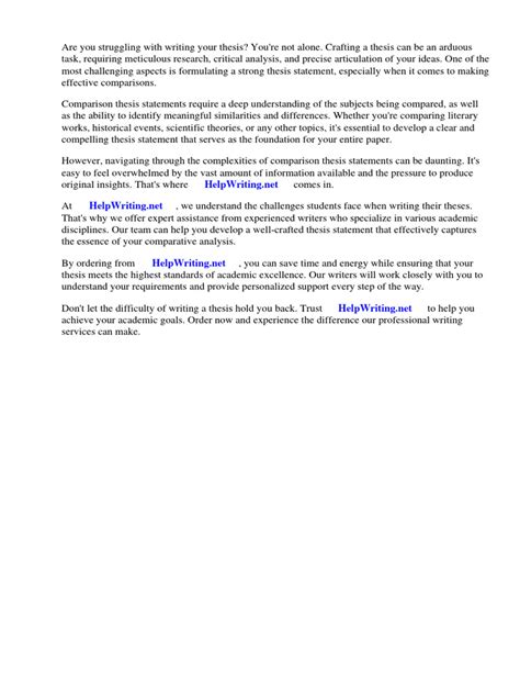 Examples Of Comparison Thesis Statement Pdf Essays Thesis
