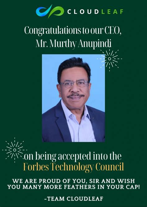 Dangeti Sree Rama Raju On Linkedin Congratulations Leadership Forbestechnologycouncil