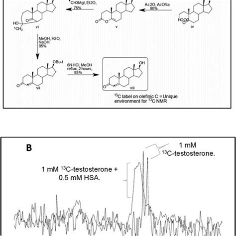 Synthesis Schema And Nmr Analysis Of Labeled Testosterone Upon Binding