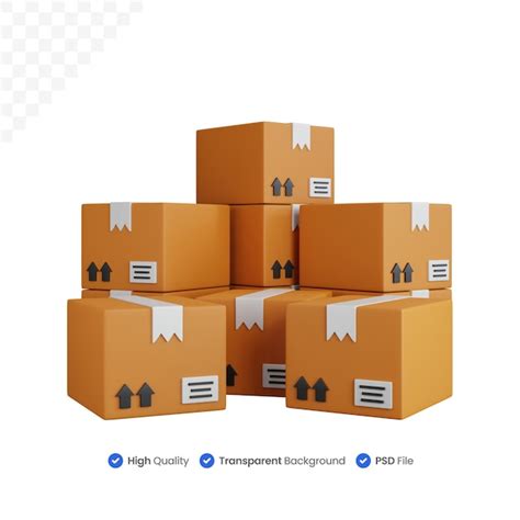 Premium PSD 3d Rendering Lots Of Shipping Boxes Isolated