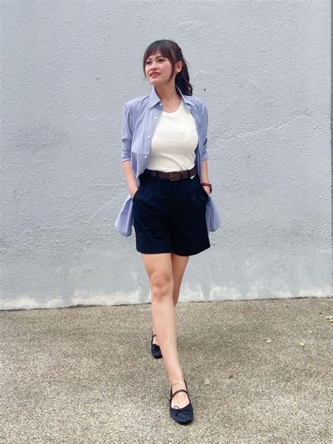 ดูไอเดียสไตล์การแต่งตัวสำหรับ「กางเกงขาสั้น จับจีบ、เข็มขัด วินเทจ」 Uniqlo Th