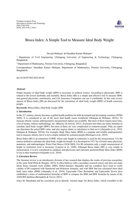 Pdf Broca Index A Simple Tool To Measure Ideal Body Weight