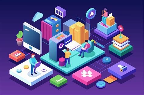 A Vibrant Isometric Illustration Highlights User Interface And