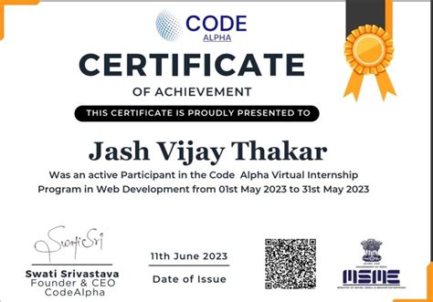 Jash Thakar On Linkedin Webdevelopment Internshipexperience Codealpha Growth Internship Css