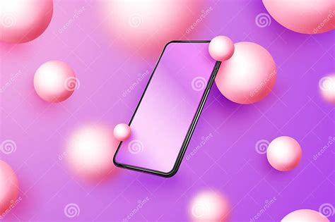 Realistic Smartphone Mockup 3d Mobile Phone With Blank Screen On Colour Background Modern Cell