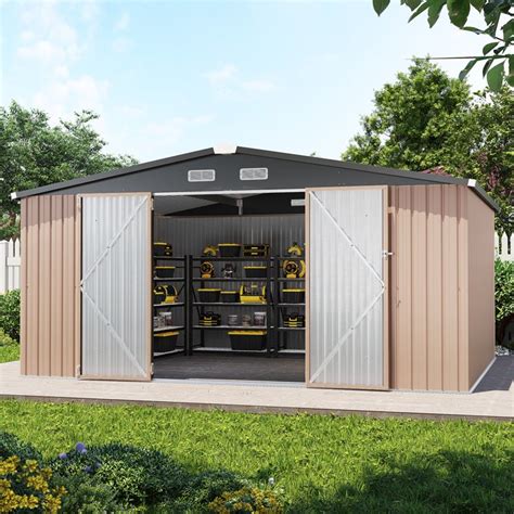Clouddwell 12x10 Ft Metal Storage Shed Waterproof Steel Garden Shed