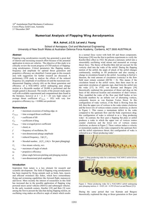 Pdf Numerical Analysis Of Flapping Wing Aerodynamics
