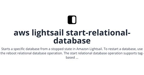 Aws Lightsail Start Relational Database Fig