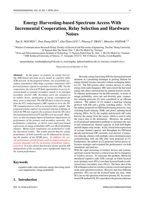 Pdf Energy Harvesting Based Spectrum Access With Incremental Cooperation Relay Selection And