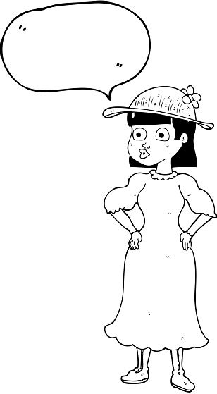 감각적인 드레스를 입은 자유형 연설 거품 만화 여자 귀여운에 대한 스톡 벡터 아트 및 기타 이미지 귀여운 기이함 기포