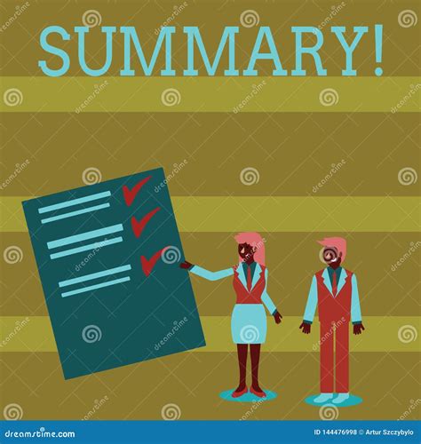 Handwriting Text Summary Concept Meaning Brief Statement Or Account Of Main Points Of Something