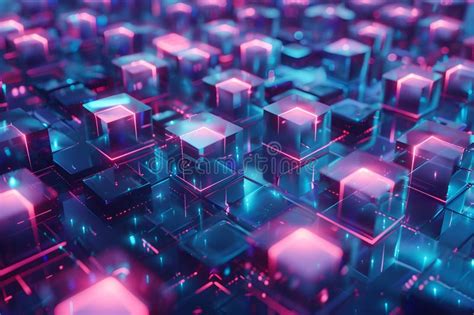 A Matrix Of Floating Glowing Cubes In A Grid By Generative AI Stock Photo Image Of Pattern