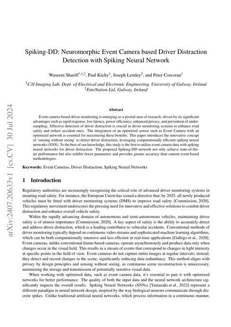Pdf Spiking Dd Neuromorphic Event Camera Based Driver Distraction Detection With Spiking
