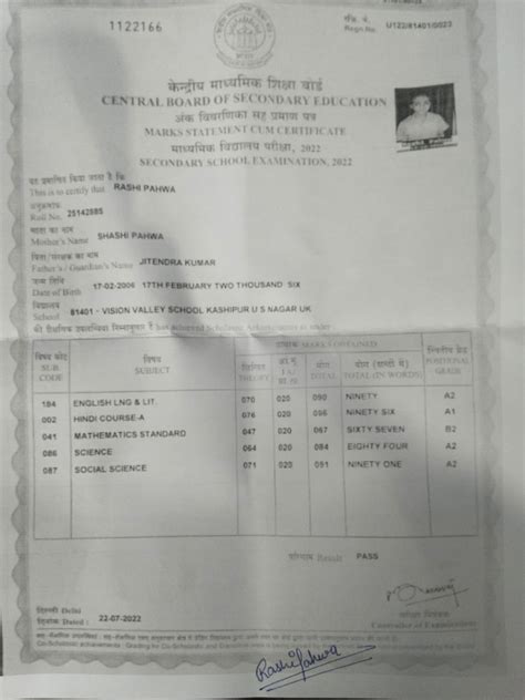 Self Attested 10th Marksheet Pdf