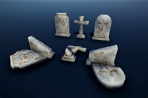 Breakable Objects System Addon 3 Gravestones 3d Model