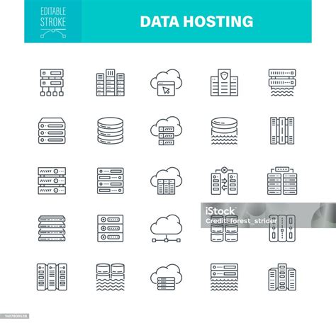 Data Hosting Icons Editable Stroke Contains Icons As Network Server