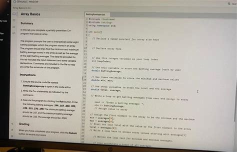 Solved Array Basics In C The Code Must Be C And Have