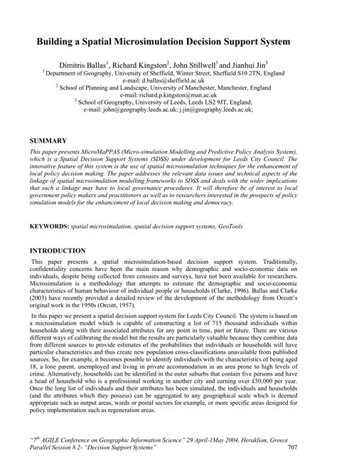 Pdf Building A Spatial Microsimulation Decision Support System