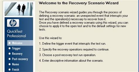 Types Of Recovery Operations In Qtp Using Recovery Scenarios Instruct Qtp Recover Unexpected