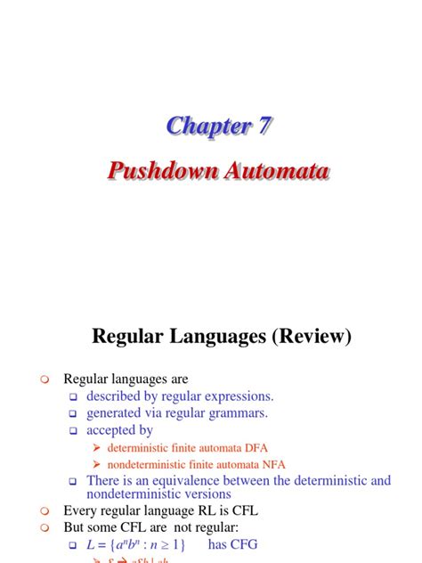 Ch7 Pushdown Automata Pdf Grammar Mathematical Logic