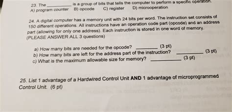 Solved 23 The A Program Counter Is A Group Of Bits That