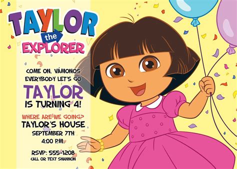 Dora The Explorer Invitation Nick Jr Nickelodeon Dora Birthday Porn