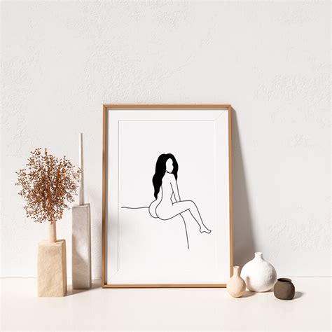 Naked Woman Print Female Back Poster Butt Wall Art Line Art Etsy