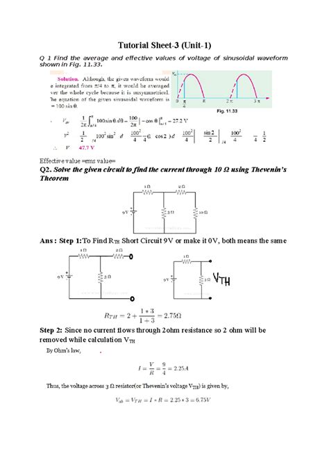 Tutorial Sheet 3 Unit1 Ece 249 Unit 1 Practice Question Tutorial Sheet 3 Unit 1 Q 1 Find